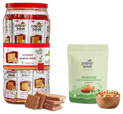 Paper Boat Crushed Peanut Chikki Jar, 800g & Paper Boat Roasted Mixed ...