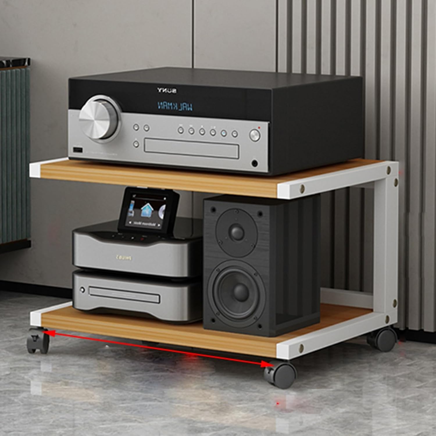 Amazon.com: Stereo Stand Modern with Wheels Audio-Video Media Stand ...