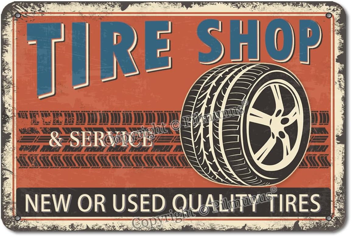 Amazon.com: Vintage Metal Tin Logo Tire Shop&ServiceNew or Used Quality ...