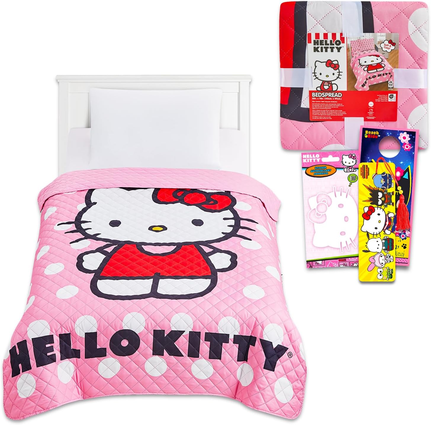 Amazon.com: Hobby Lobby Hello Kitty Satin Comforter & Sham, Full/Queen ...