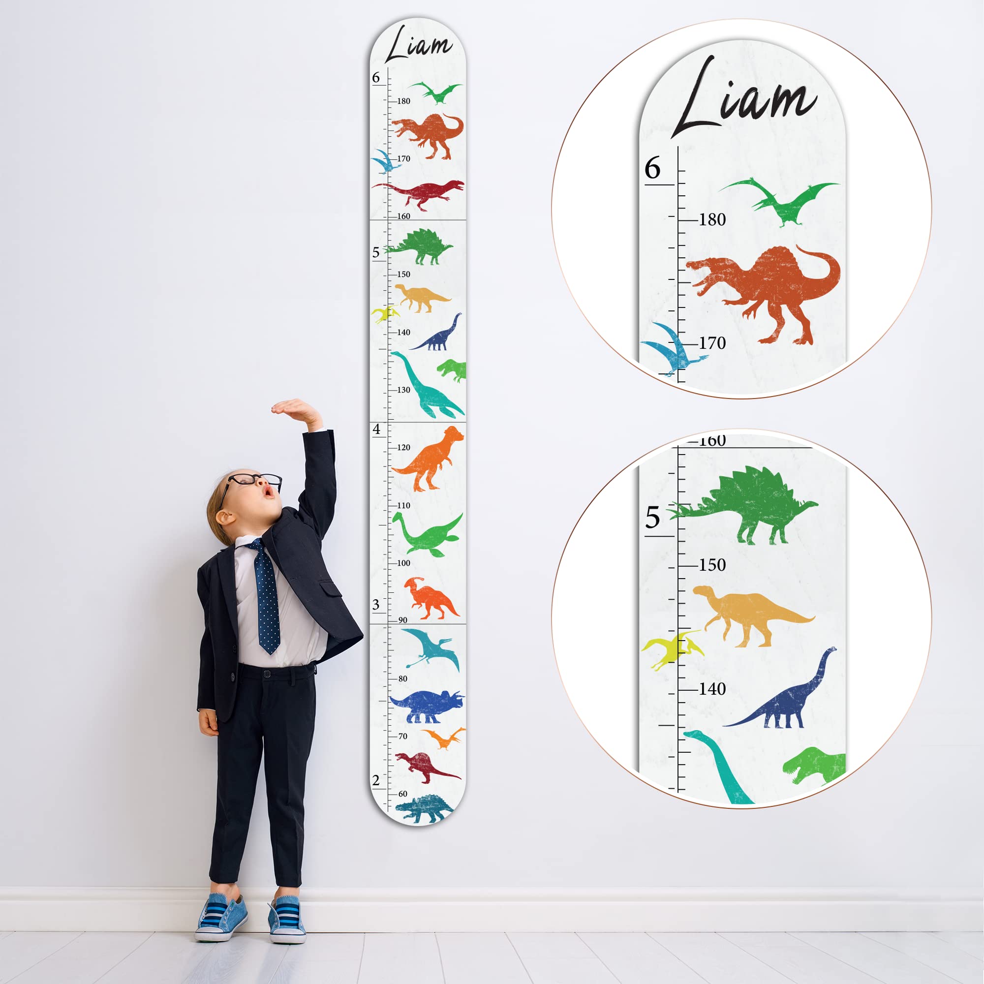 Boy For Wall Dinosaur Grow Chart For Kids Dino Wood Measuring Stick ...