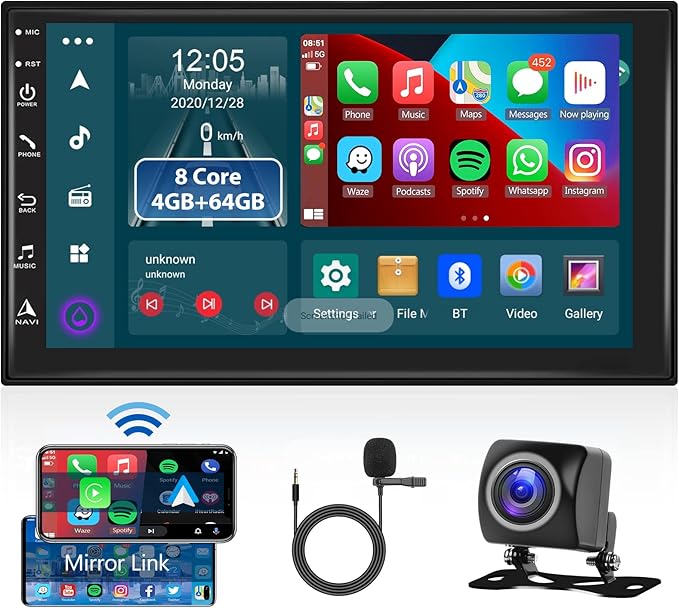 Android Radio Coche 8-Core 4G+64G con Carplay, Android Auto, Mirror ...