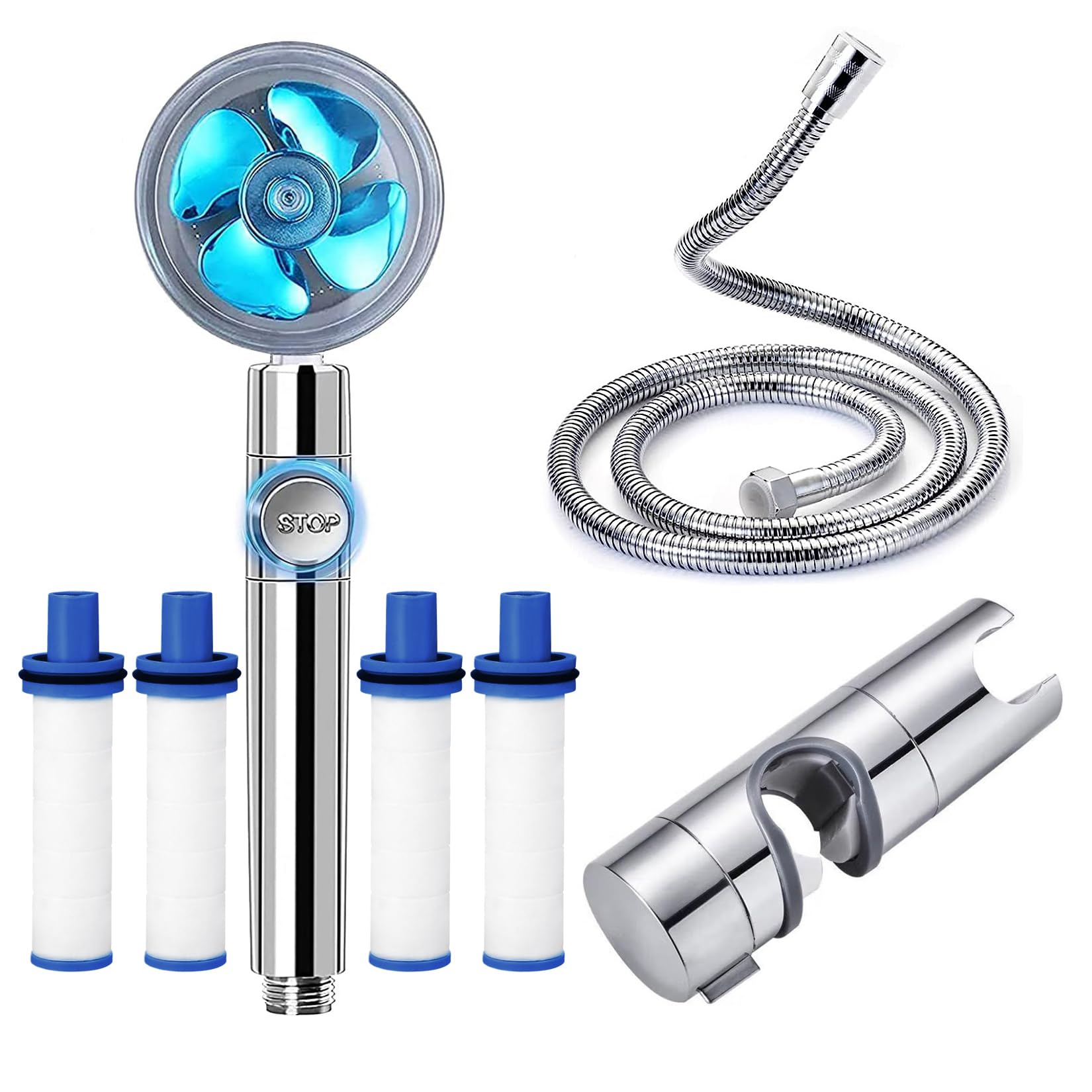 Propeller Shower Head,Turbo Fan Shower Head, Propeller Driven Handheld ...