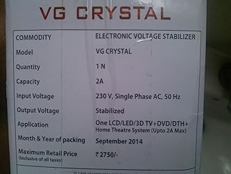 V-Guard VG Crystal Voltage Stabilizer for Television (Black) : Amazon ...