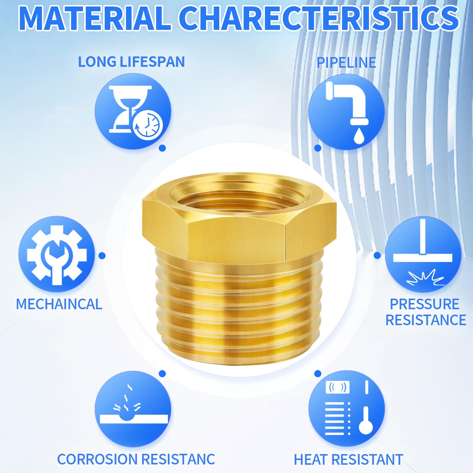 Snapklik.com : ChillWaves Brass Pipe Fitting, Reducer Hex Bushing 3/8 ...