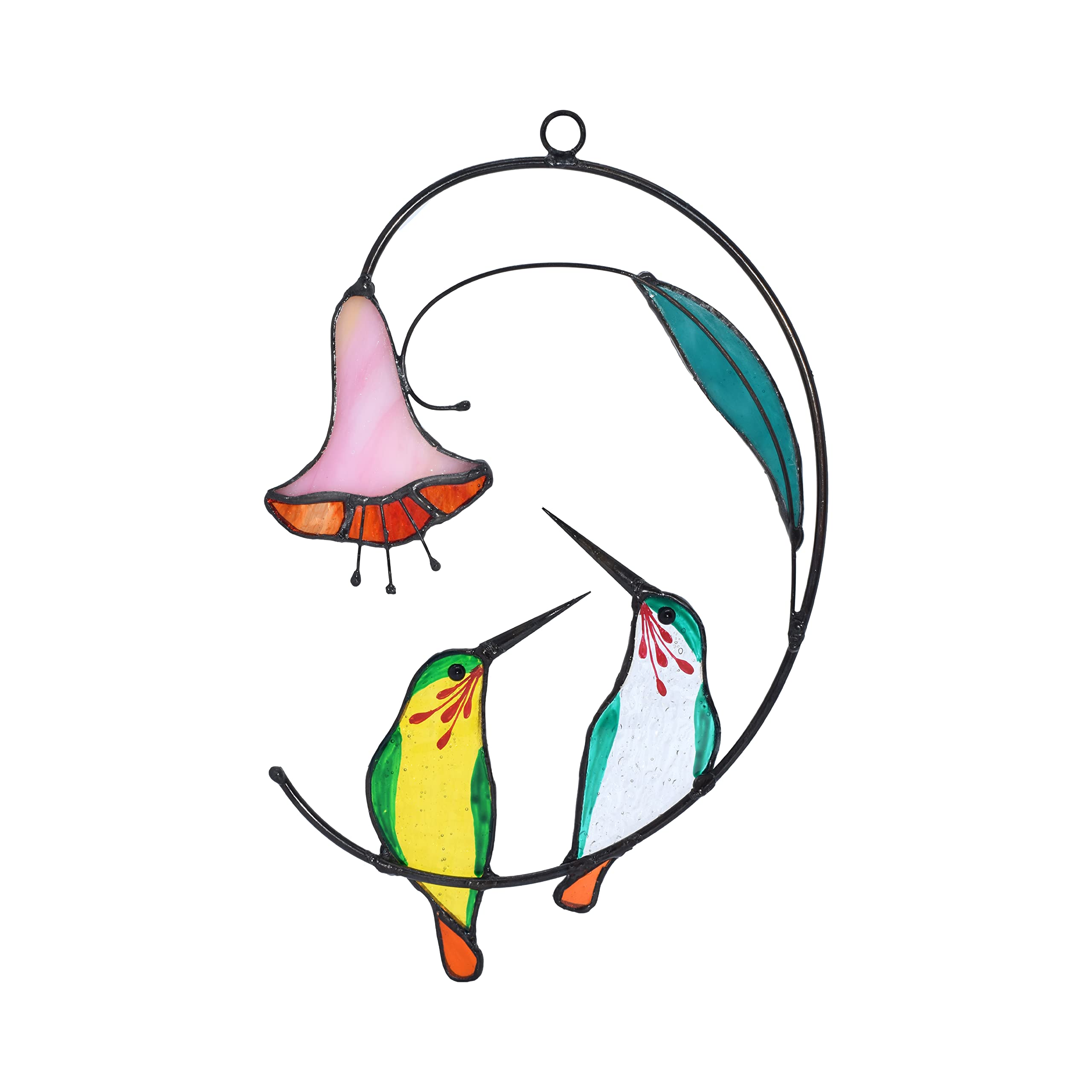 Amazon.com: Lolitarcrafts Hummingbird with Flower Stained Glass ...