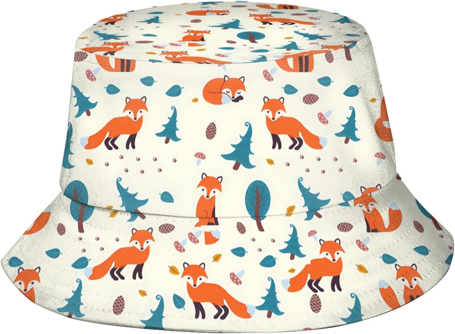 Cute Fox Bucket Hat Animal Print Hat Travel Packable Sun Cap Outdoor ...