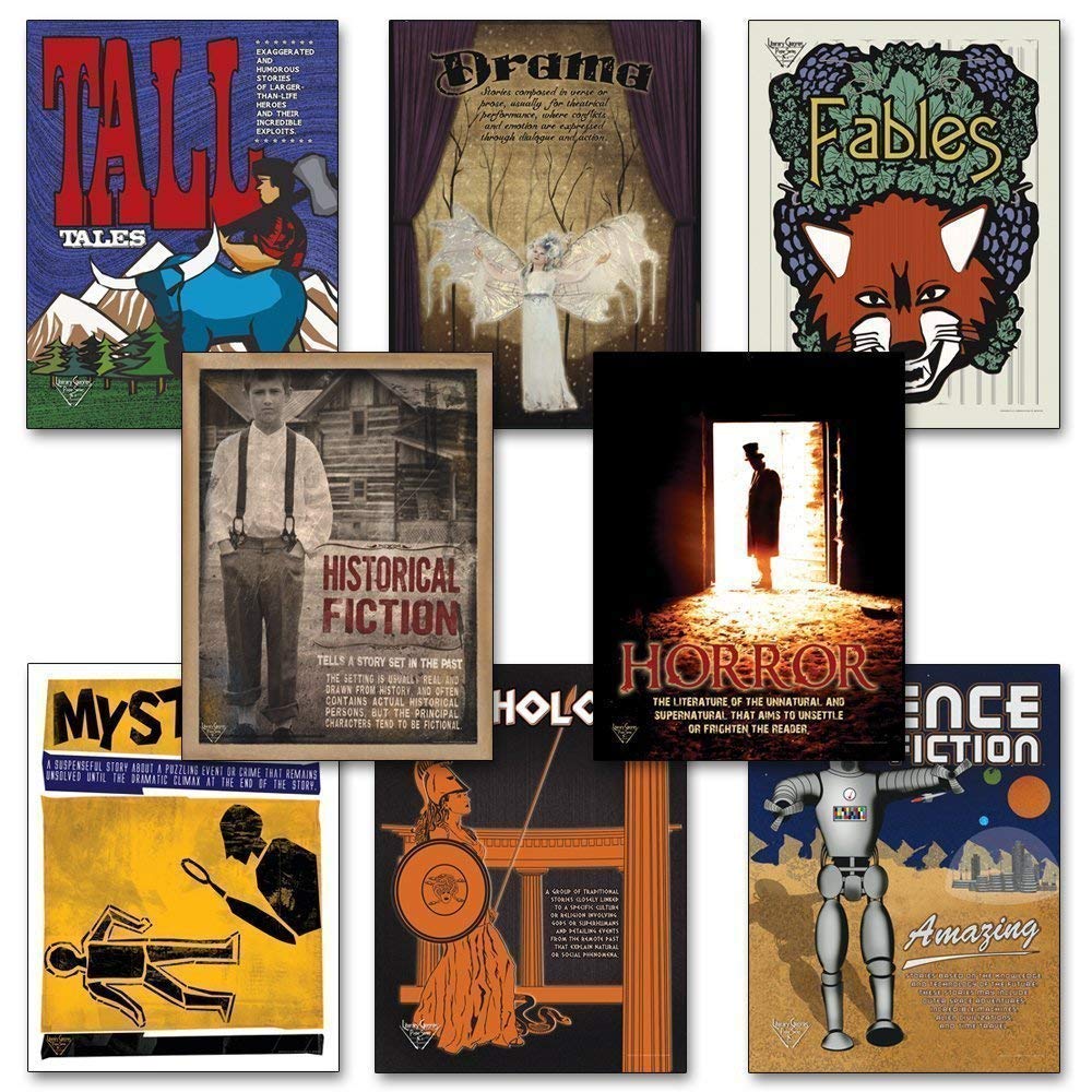 Amazon.com: Literary Genres Posters. Discount Classroom Bundle Includes ...