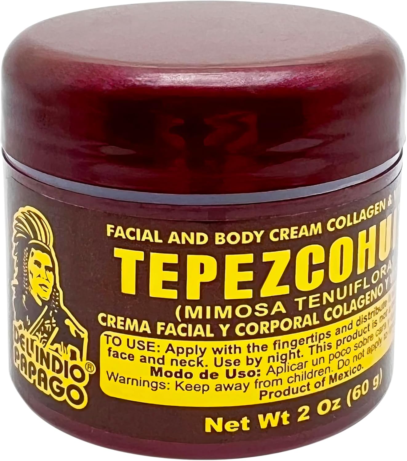 Crema C/Tepezcohuite Tinto Indio Papago - 60 gr : Amazon.com.mx: Belleza