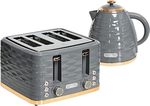 HOMCOM Kettle and Toaster Sets, 3000W 1.7L Rapid Boil Kettle & 4 Slice ...