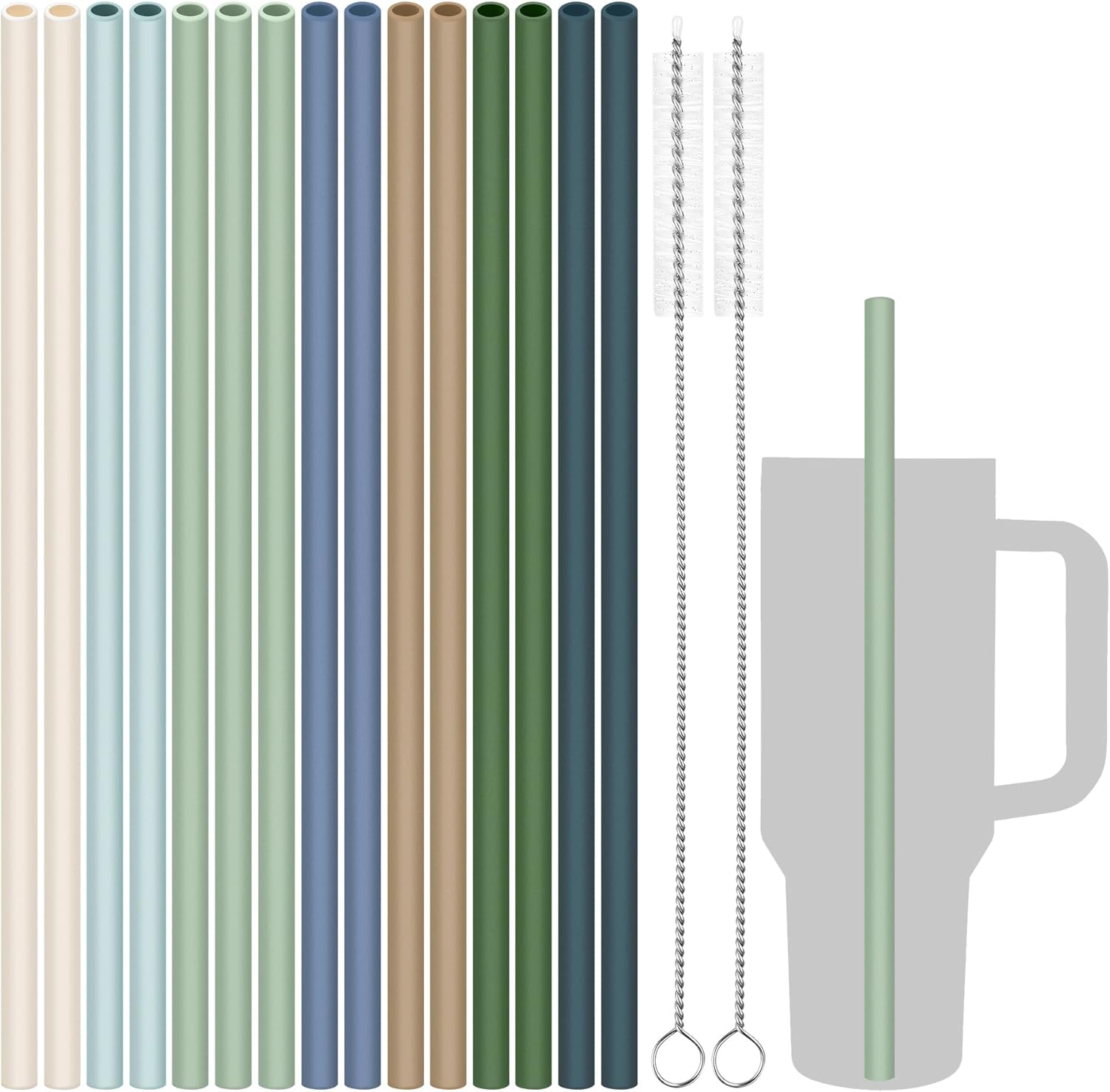 Amazon.com: Tomorotec 15-Pack 12" Reusable Silicone Drinking Straws Fit ...