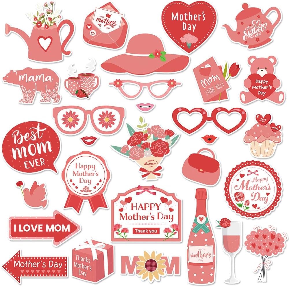 Amazon.com: Mother's Day Photo Booth Props Mother's Day Selfie Photo ...