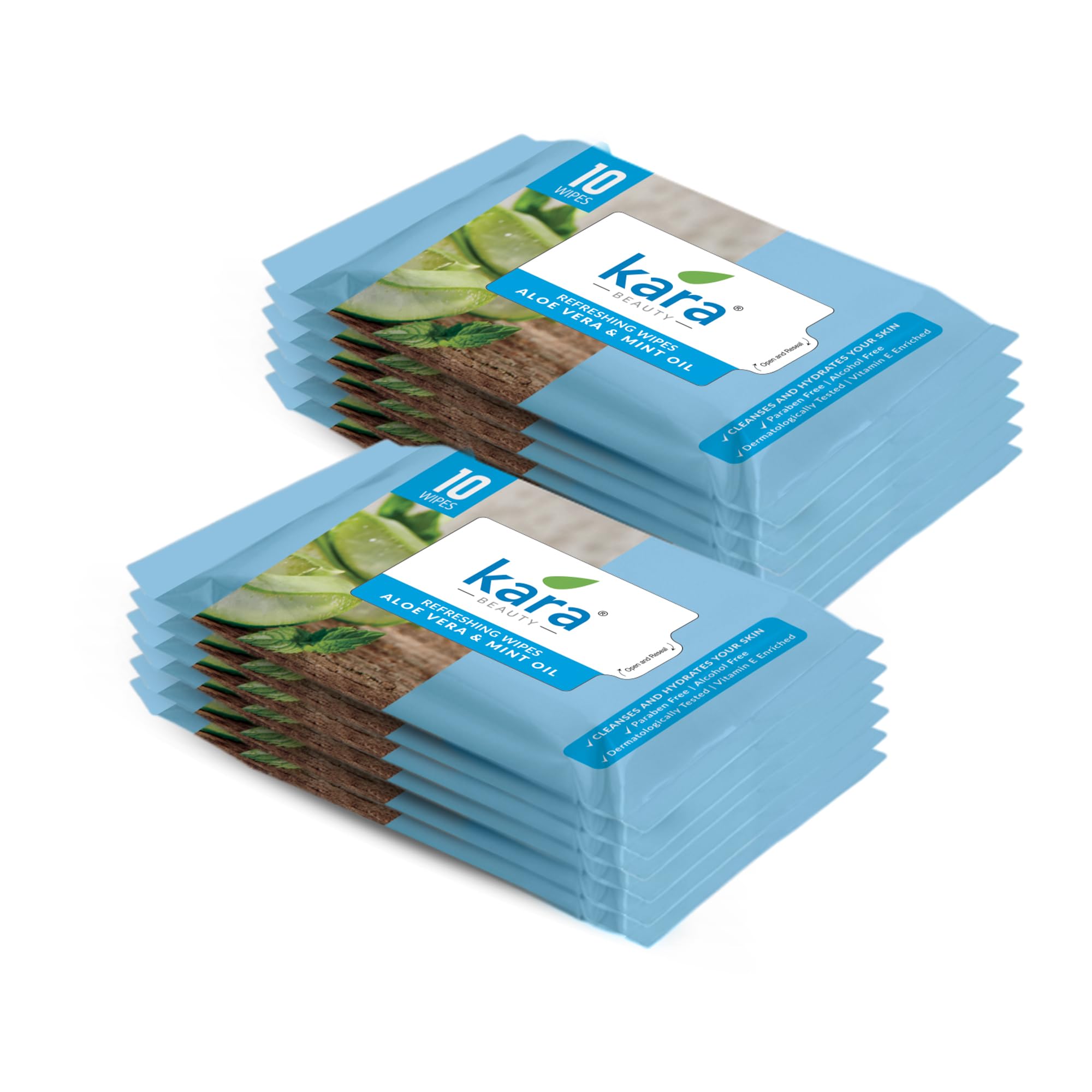 Kara Aloe Vera & Mint Oil Refreshing Facial Wet Wipes |Hydrating ...