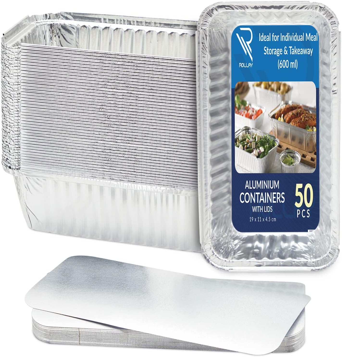 Zuvo Large Disposable Aluminium Foil Trays Containers with Paper Lids ...