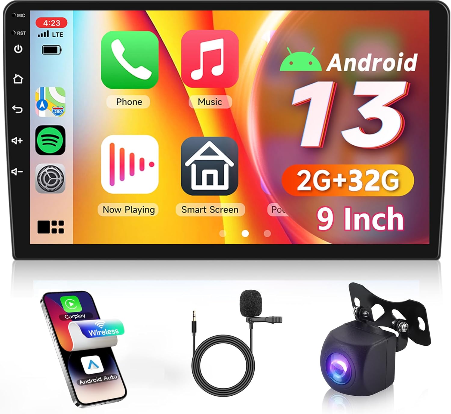 Amazon.com: 9 Inch Double Din Android Car Stereo Wireless Carplay ...