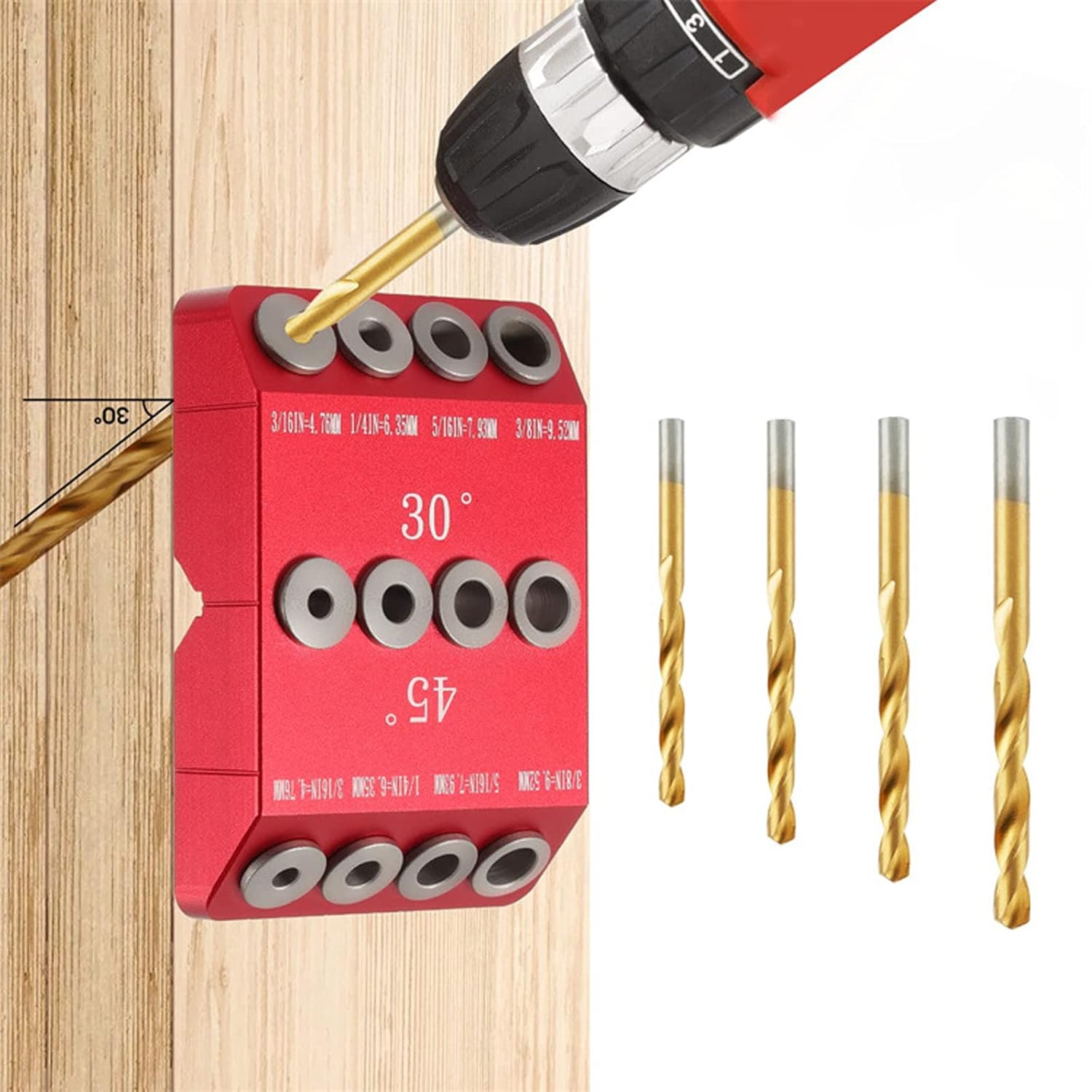 POWERNADO 30/45/90 Degrees Drill Hole Guide Jig Tool for Drilling Holes ...