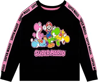 Amazon.com: SUPER MARIO Girls Gaming Sweatshirt Cropped Long Sleeve ...