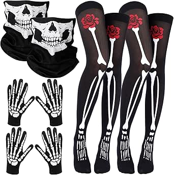 Amazon.com: Chicingyou 10 Pcs Halloween Skeleton Costume Set Skeleton ...