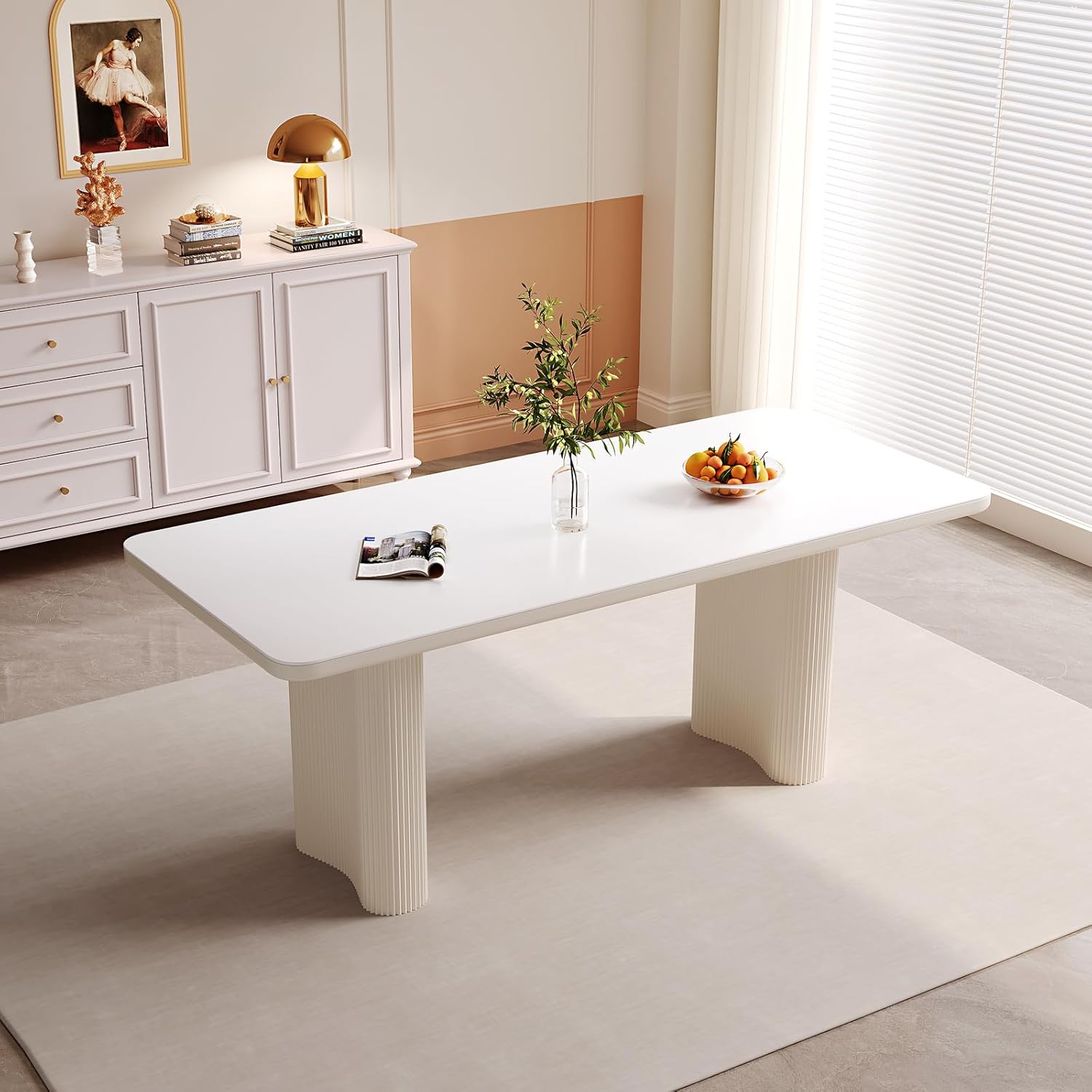 GraceNook 71" White Dining Table with Chairs Set for 2,4 and 6 Person ...