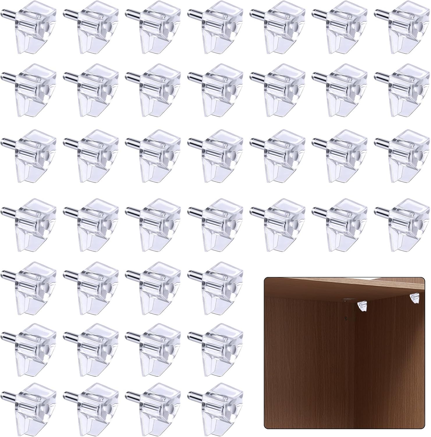 40 Pcs Shelf Support Pegs, Support Small Shelf Pins, Clear Plastic ...