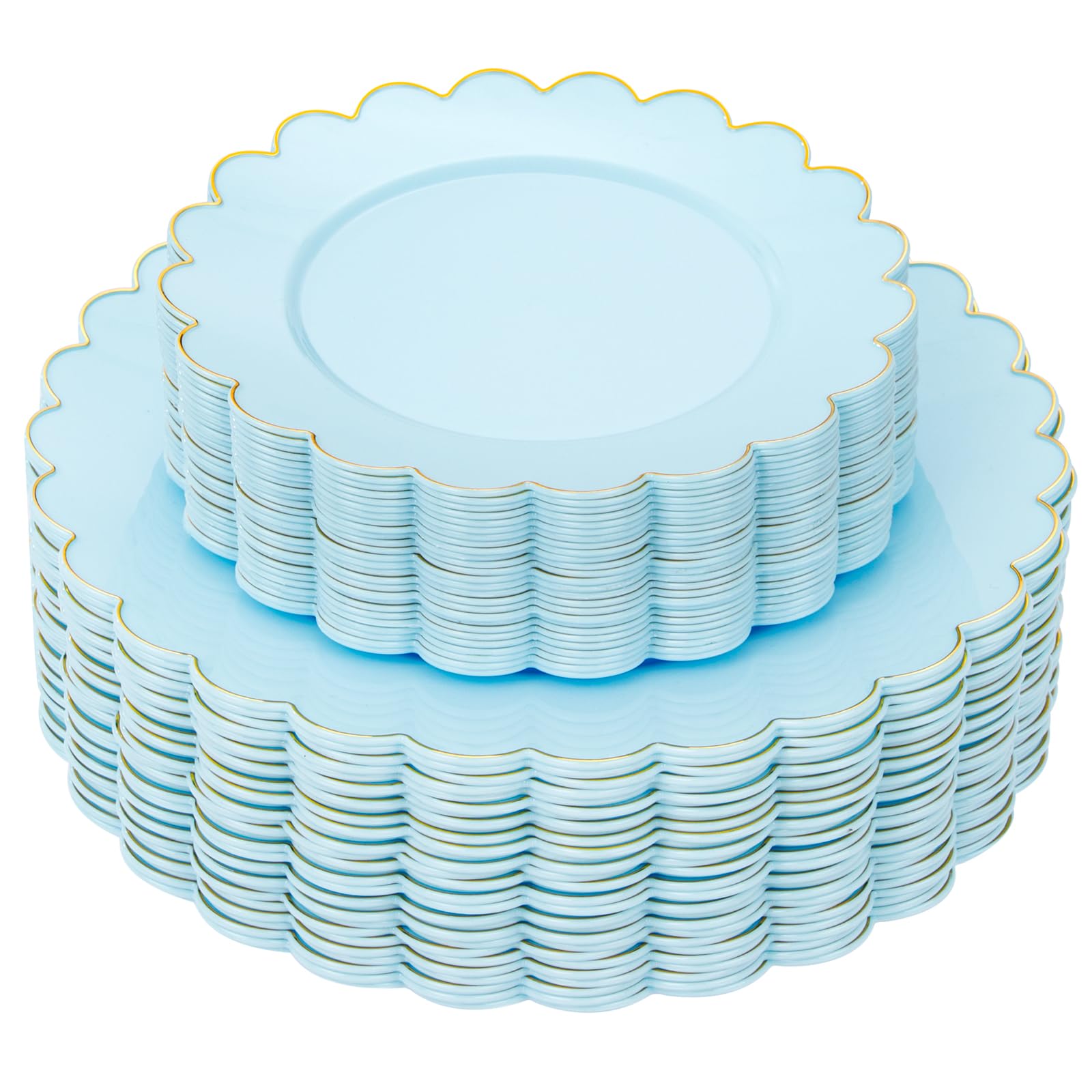 Amazon.com: LIYH 60pcs Baby Blue Plastic Plates with Gold Edge ...