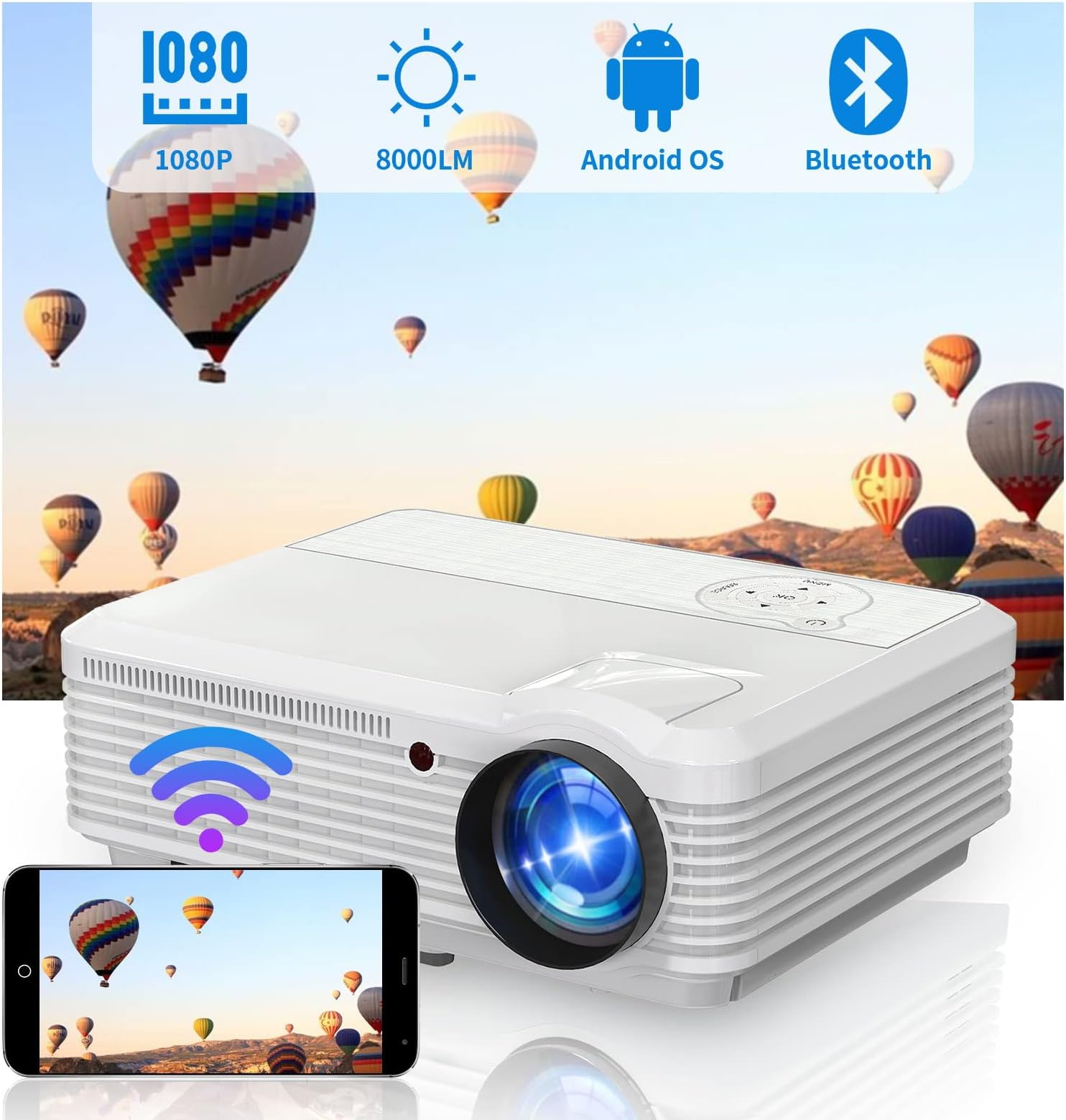 Amazon.com: [Built-in WiFi,Bluetooth,Android OS] Smart 1080P Home ...