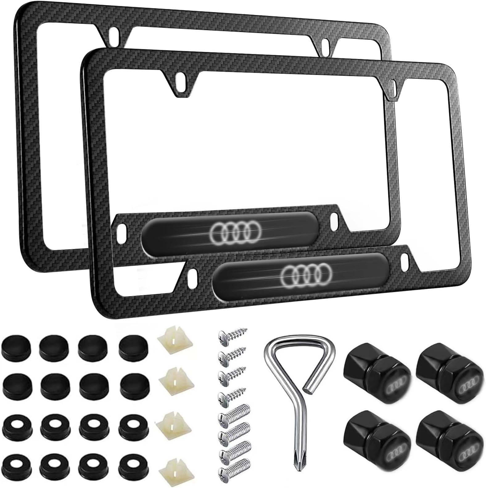 Amazon.com: (Pack of 2) German License Plate Frame Aluminum with Carbon ...