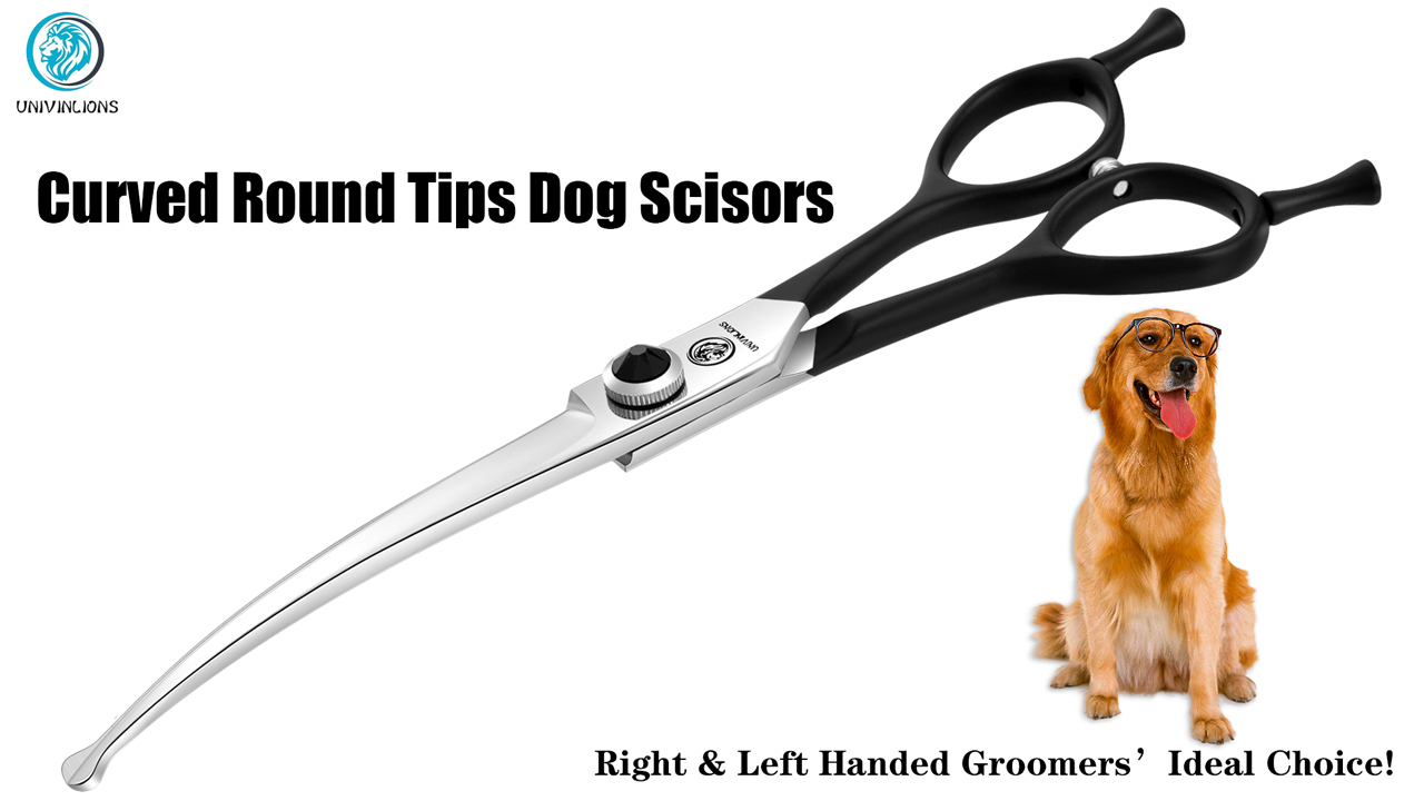 Watch Curved Round Tips Dog Grooming Scissors on Amazon Live