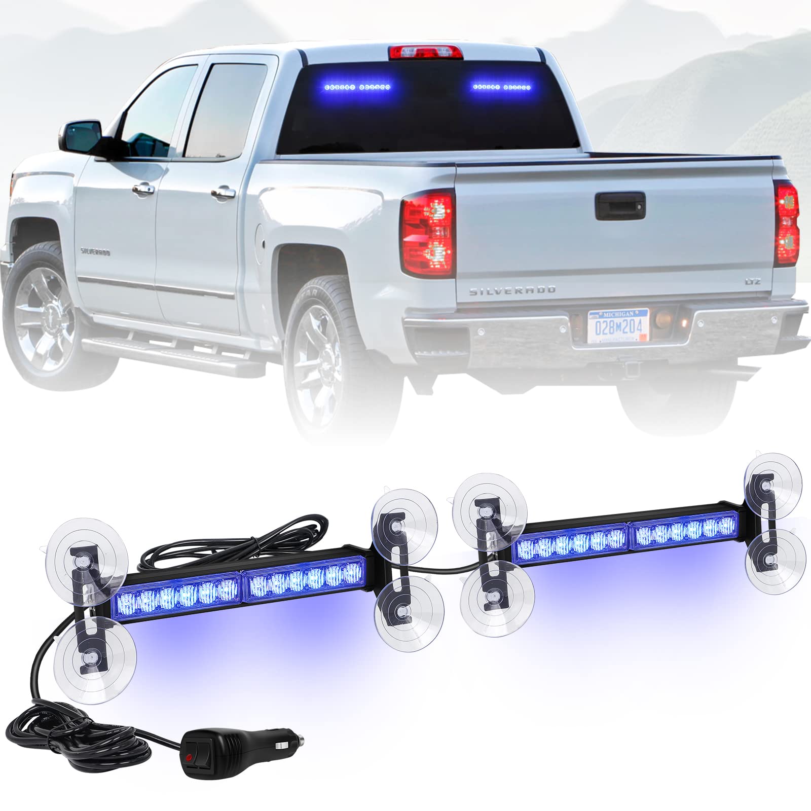 Snapklik.com : 2X 10.7 Inch Emergency Strobe Lights Bar 24 LED Blue ...