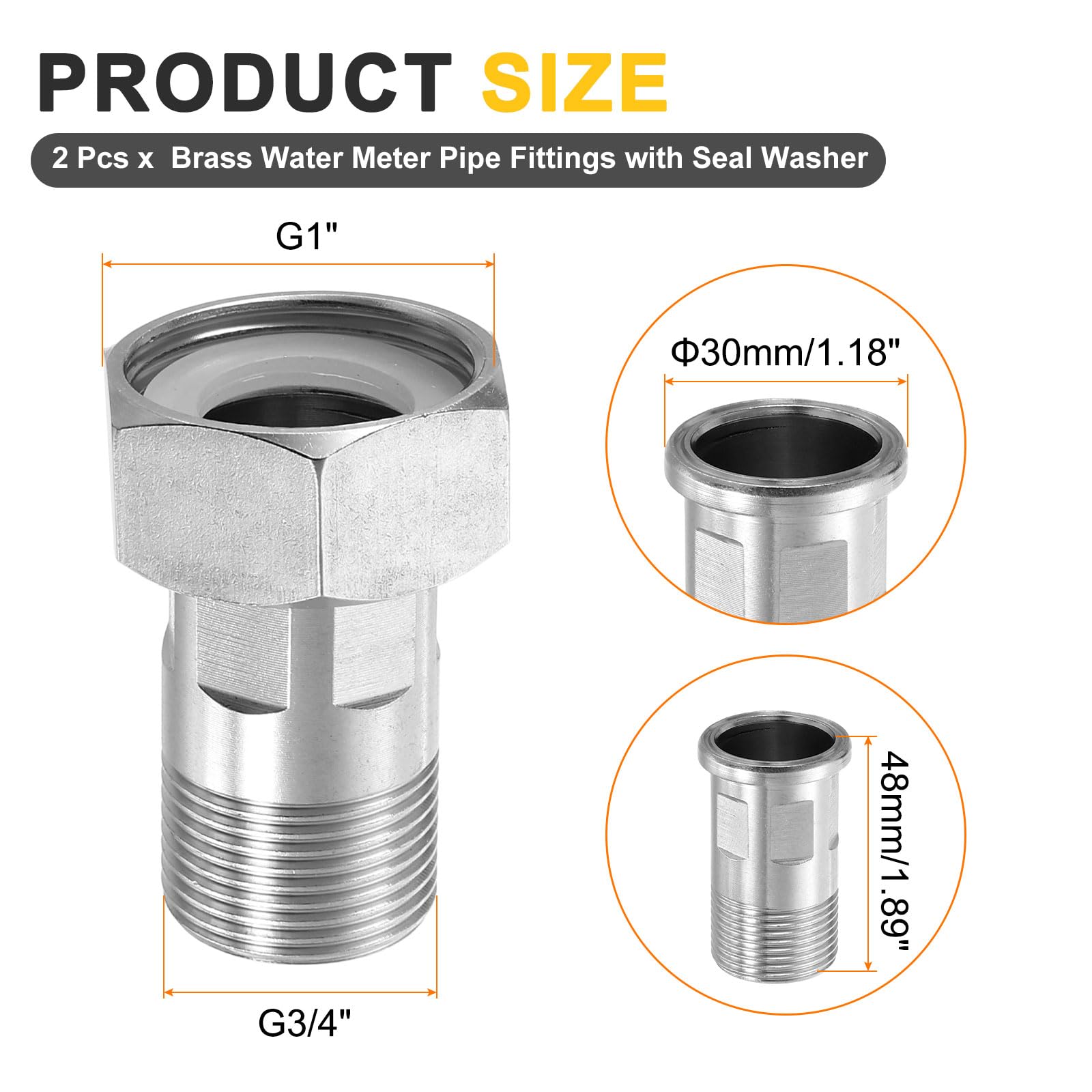 Snapklik.com : Uxcell 2Pcs Stainless Steel Water Meter Pipe Fitting, G3 ...