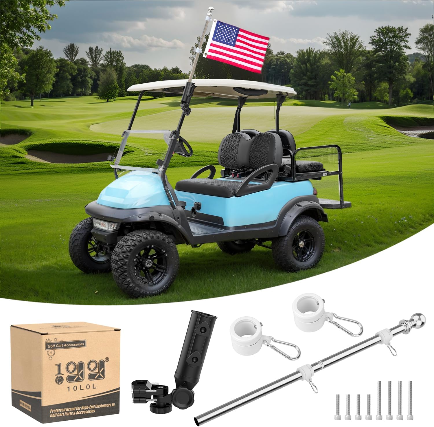 Amazon.com : 10L0L Golf Cart Flag Holder and Flagpole Bracket Mount ...
