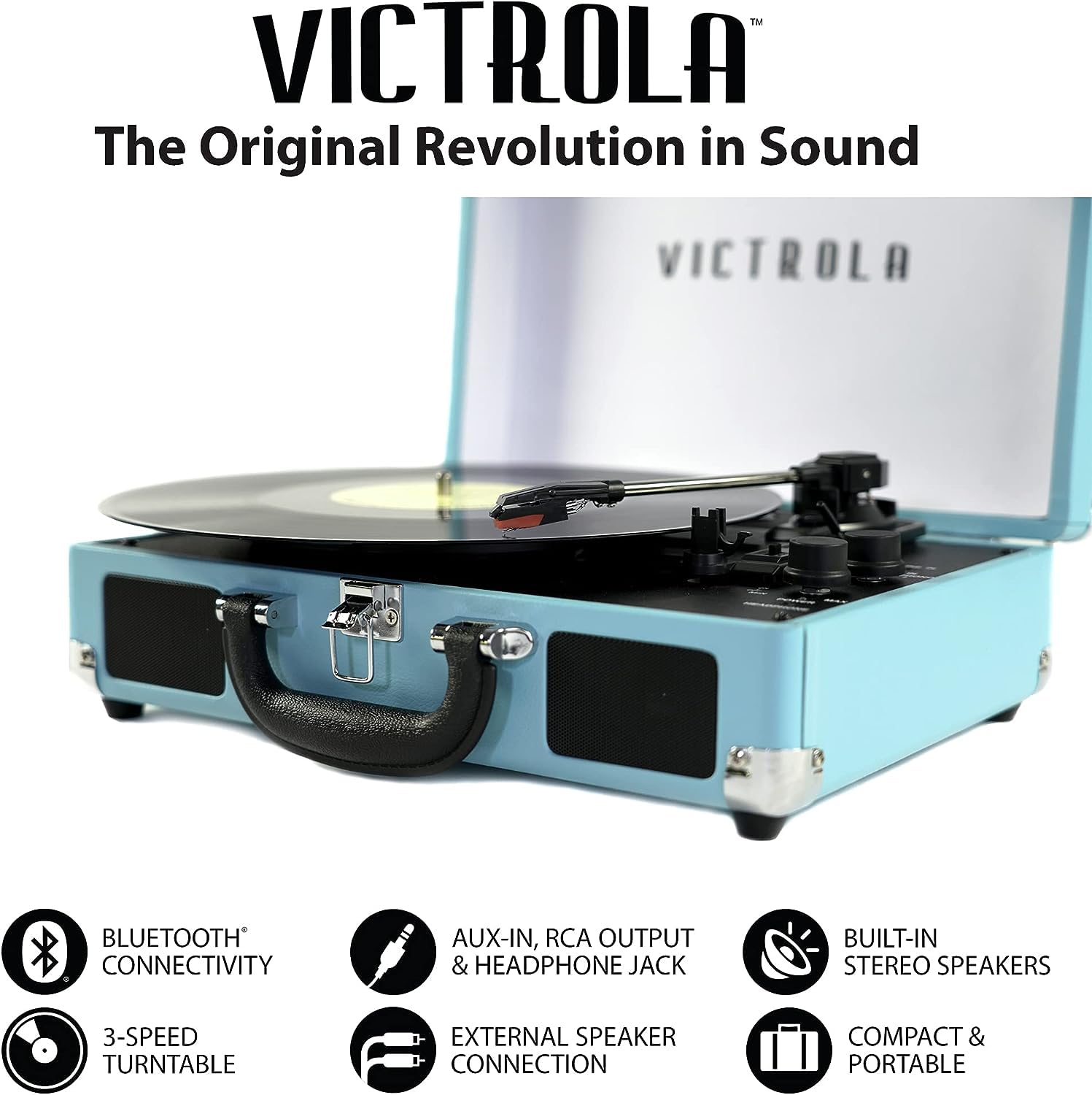 Victrola Vintage Journey 3-Speed Bluetooth Portable Suitcase Record ...