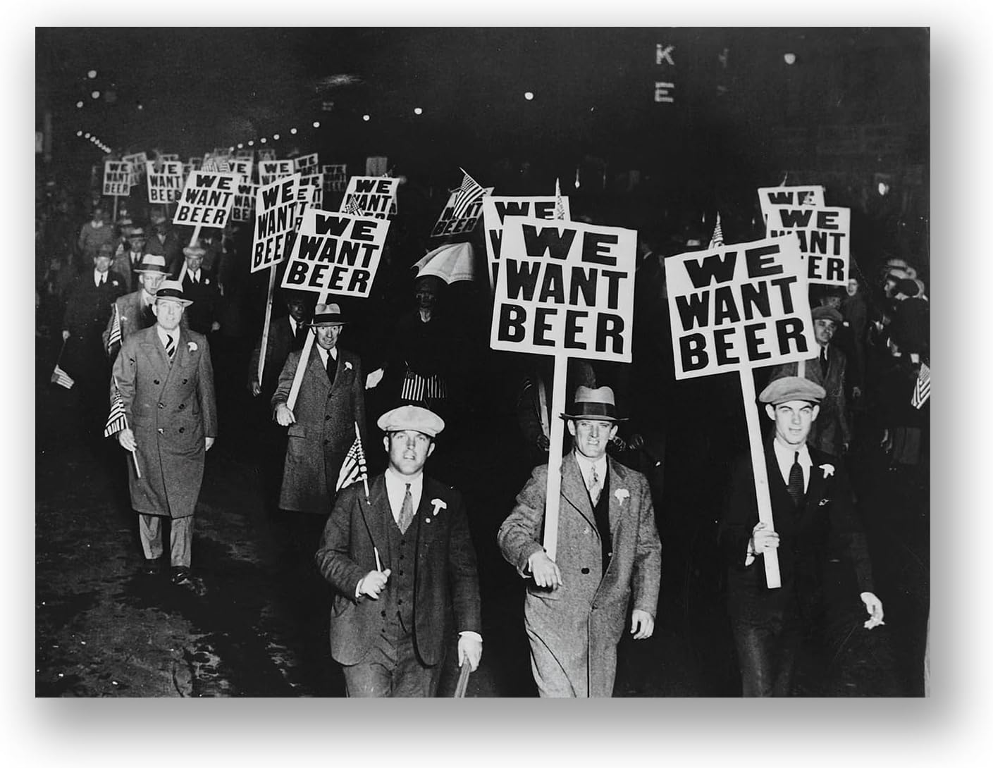 Amazon.com : Men Holding "We Want Beer" Sign Vintage Poster or Wrap ...