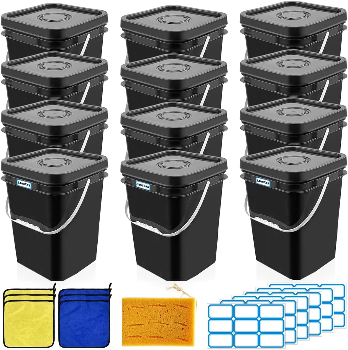 Amazon.com: Zansens 12 Pcs 5 Gallon Paint Bucket with Lid,Thickened ...