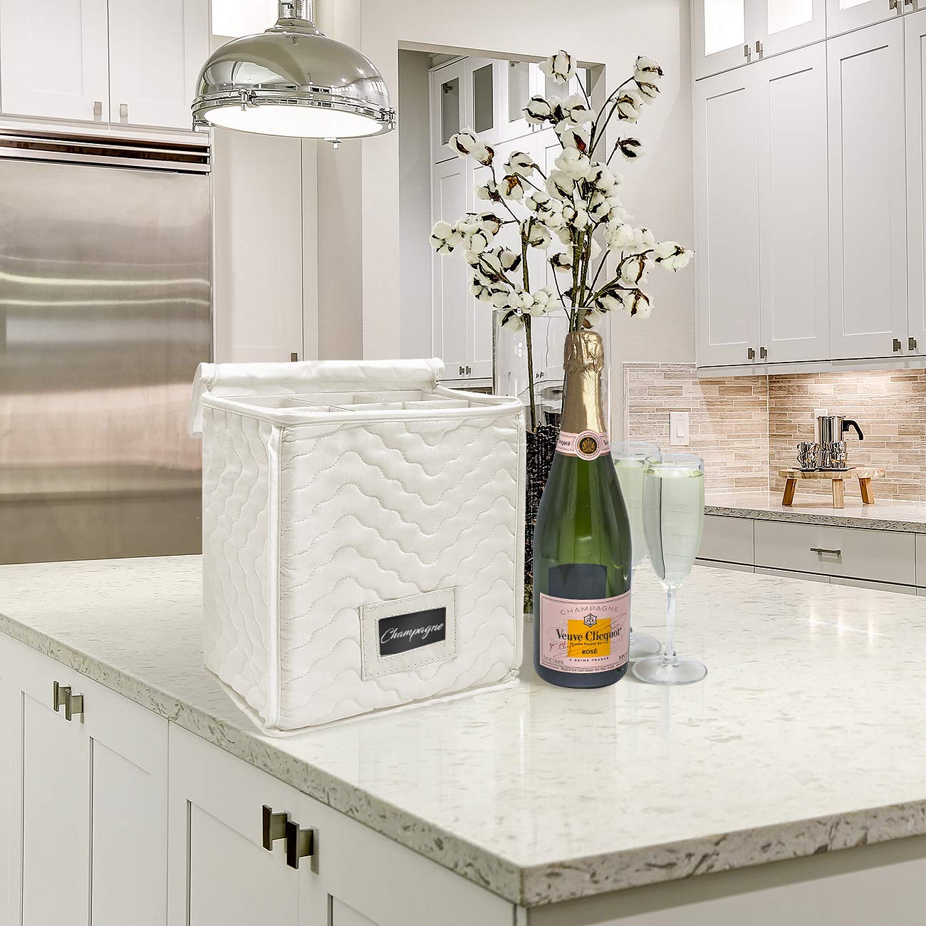 Sorbus Champagne Flute Storage Chest - Deluxe Quilted Case with ...