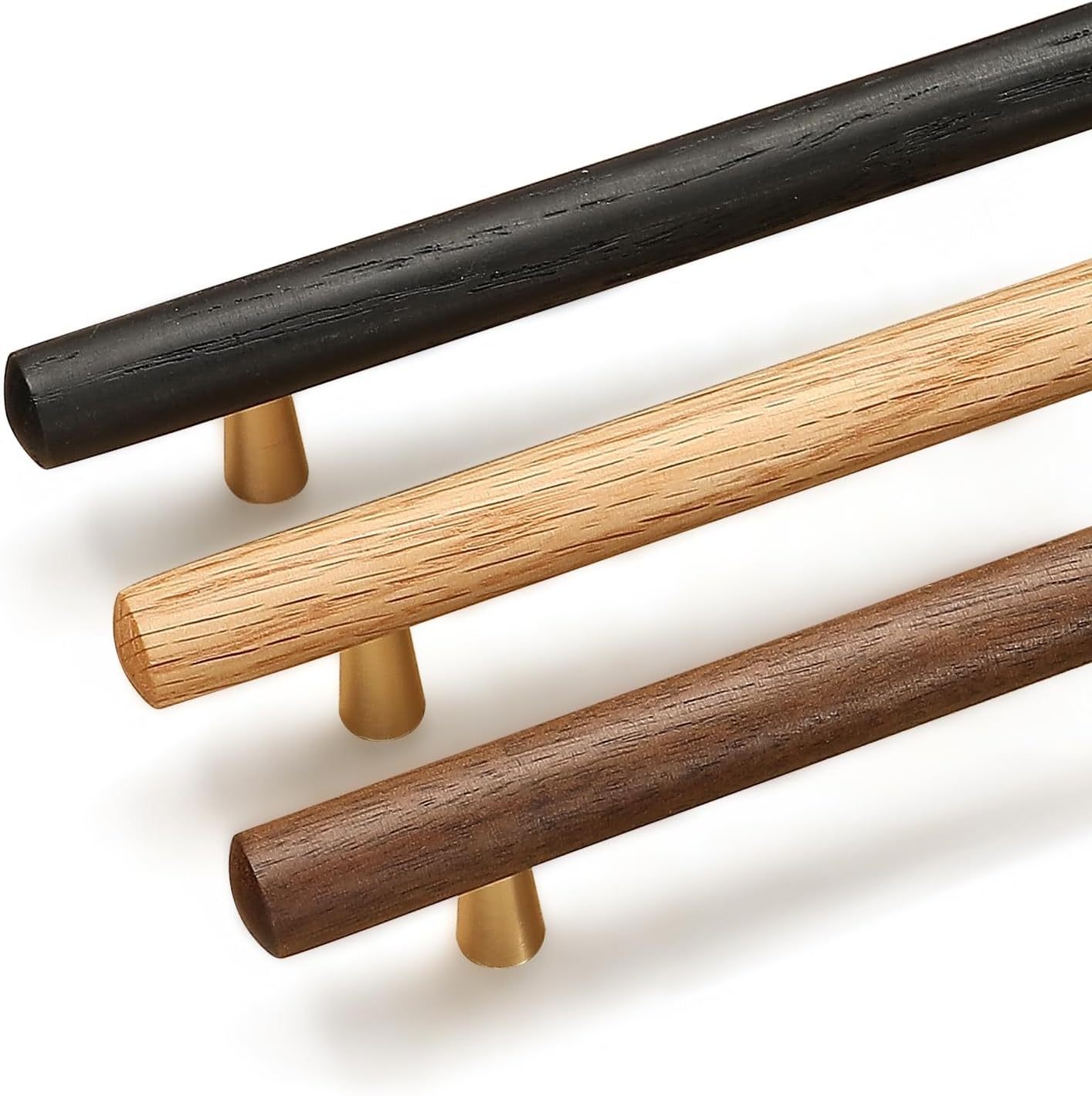 Evionlin 10pcs Black Wooden Drawer Pulls Beech Wood Drawer Handles Wood ...