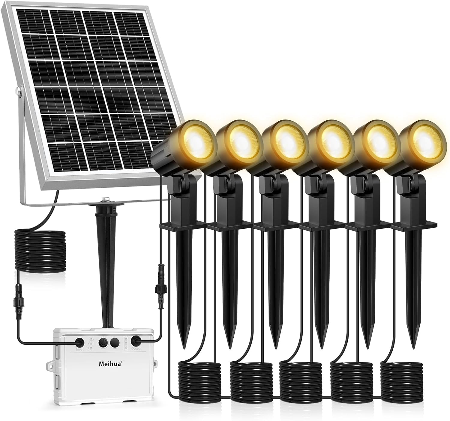 MEIHUA Solar Spot Lights Outdoor, 6 in 1 Solar Landscape Spotlights ...