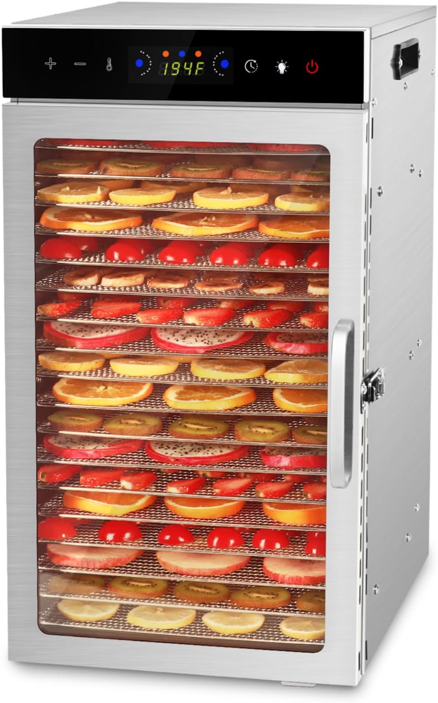 Máquina deshidratadora de alimentos comercial de 800 W y 18 bandejas de ...