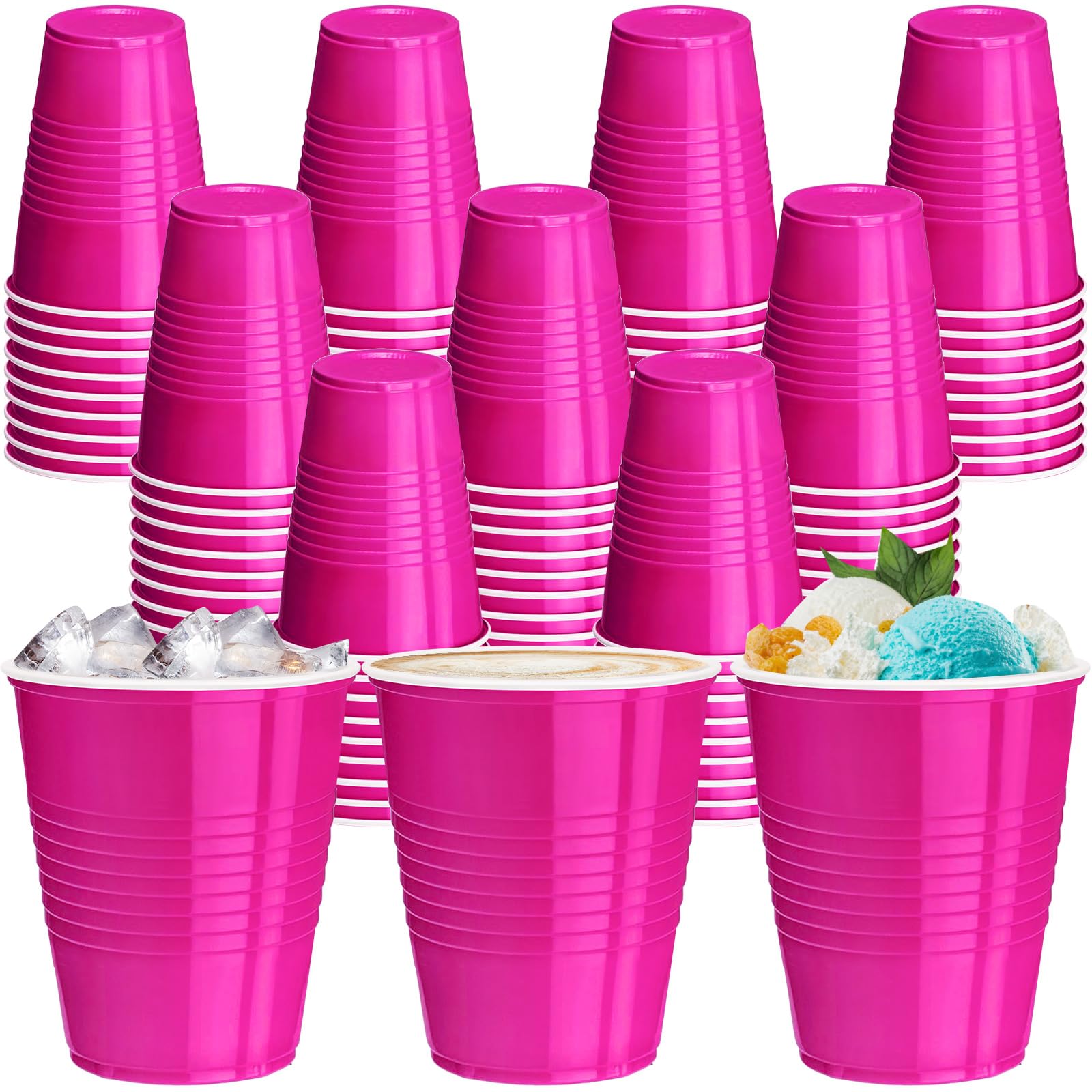 Amazon.com: cssopenss 120 pcs 12 oz hot pink plastic cups 12 oz pink ...