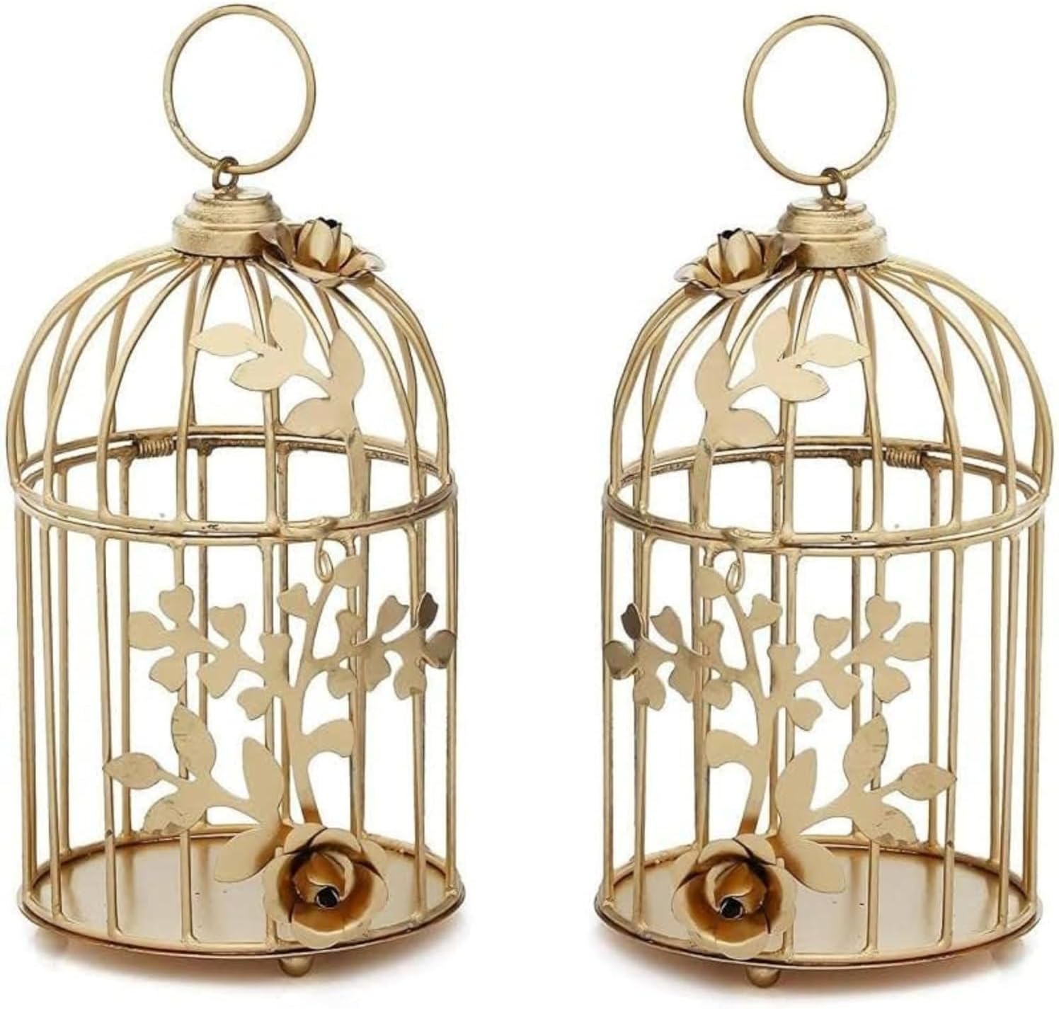 Buy SIRAAJ&SONS™ White Color Metal Bird cage Tea Light Holder Flower ...