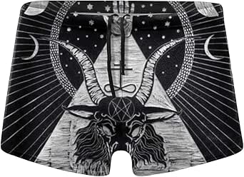 Pentagram Demon Satanic Goat Head Mens Swim Trunks Board Short Square ...