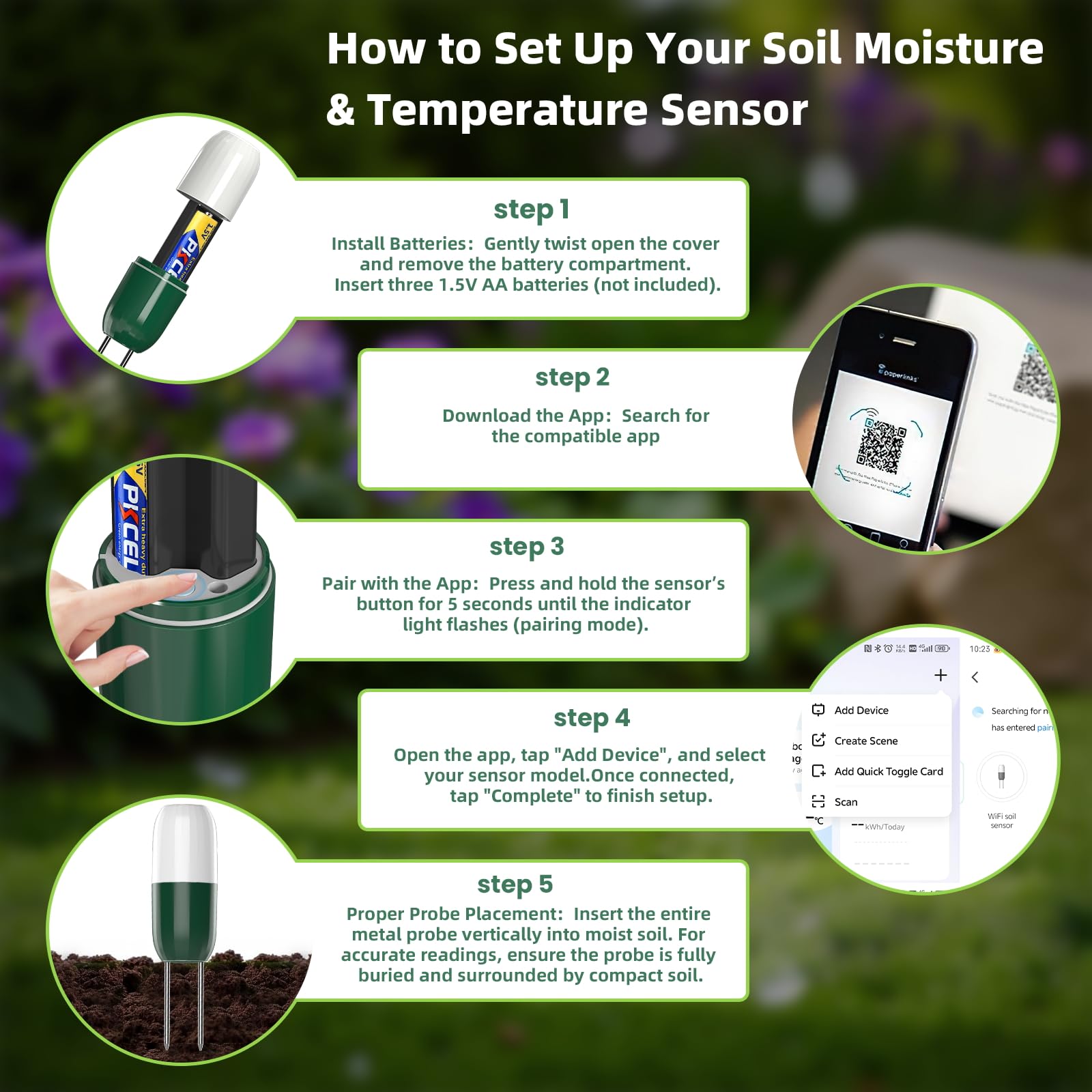Snapklik.com : Moisture Meter Plants, Soil Meter, Wireless WiFi Soil ...