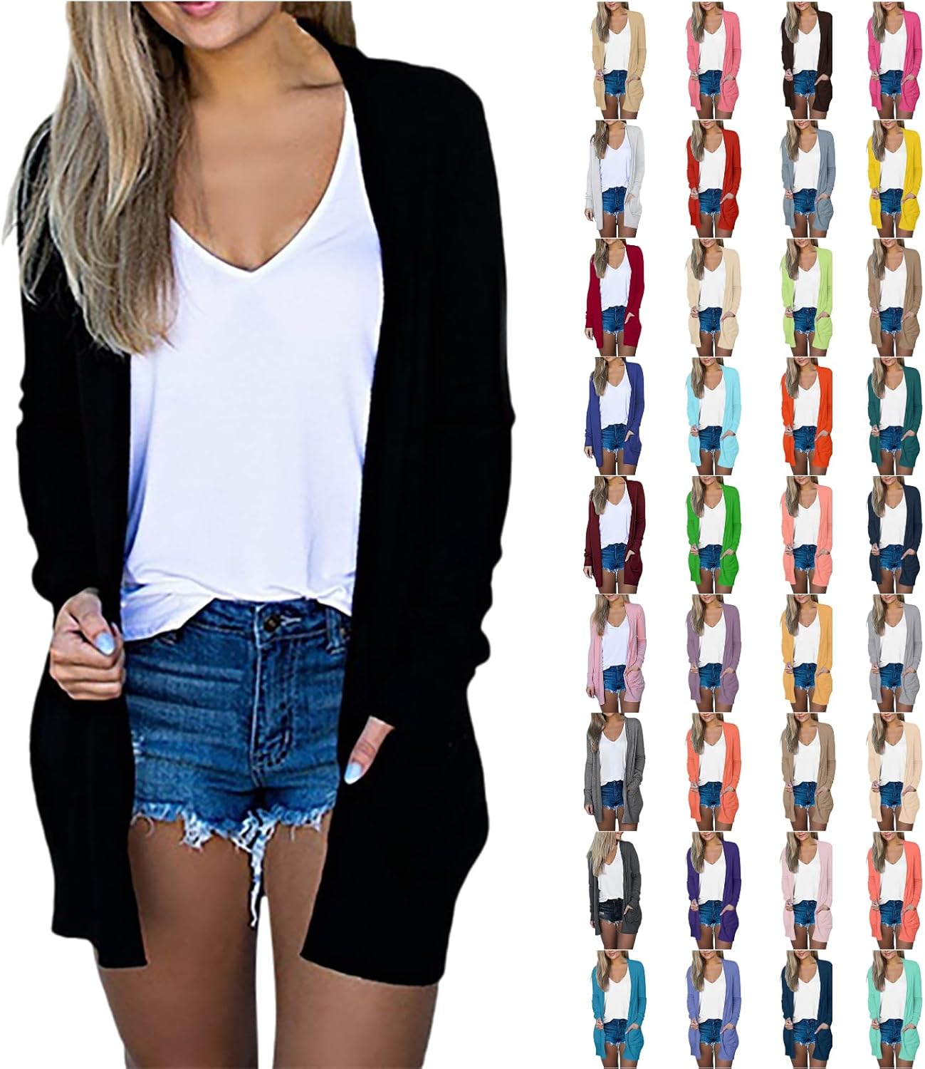 Gamivast Long Cardigans for Women Trendy with Pockets Colorful ...