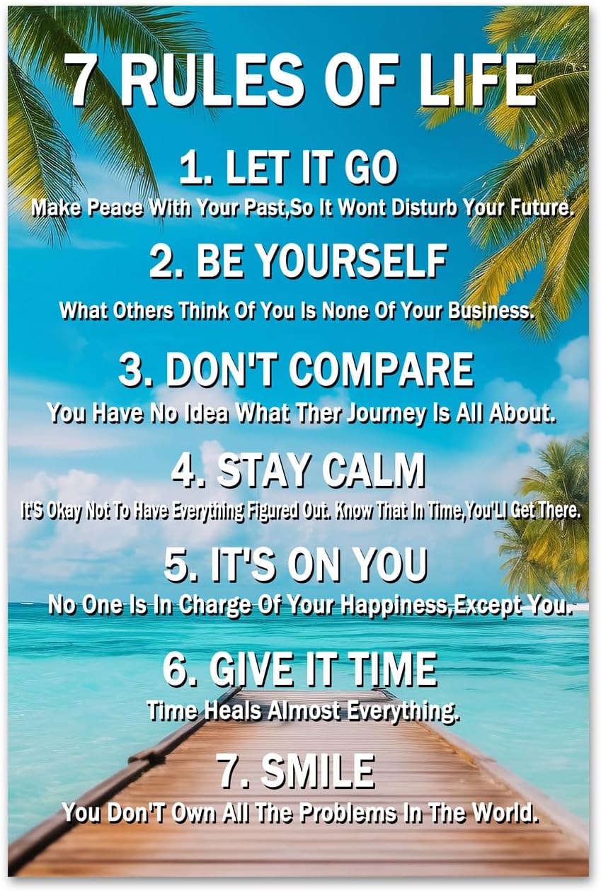 Amazon.com: Inspirational Wall Decor 7 Rules Of Life Canvas Poster ...