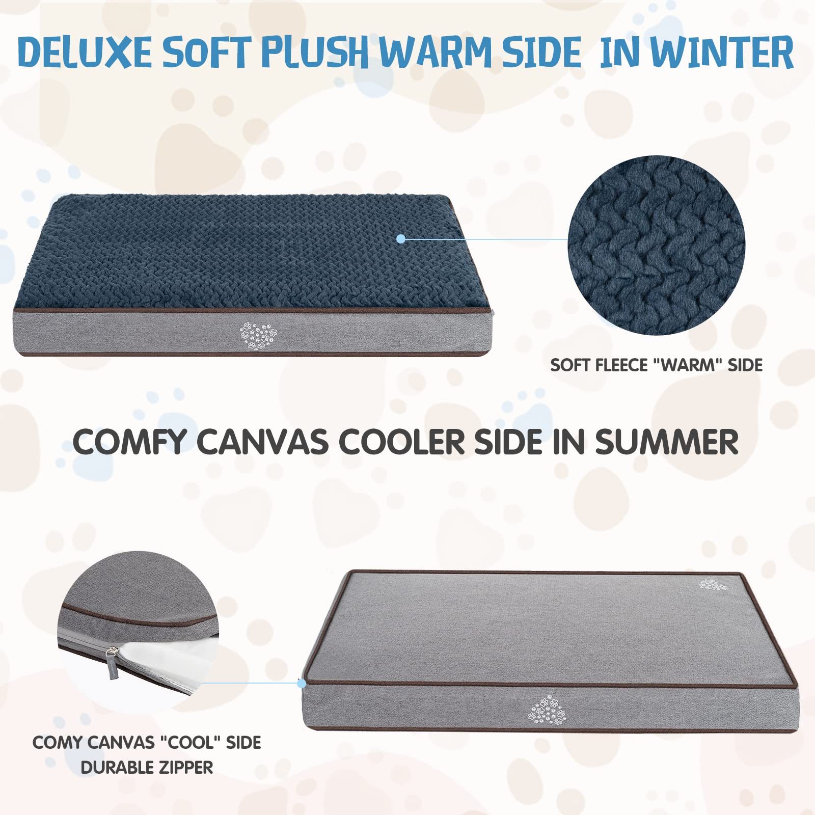 Snapklik.com : VANKEAN Dog Bed Soft Crate Pad Mat Reversible Warm& Cool ...