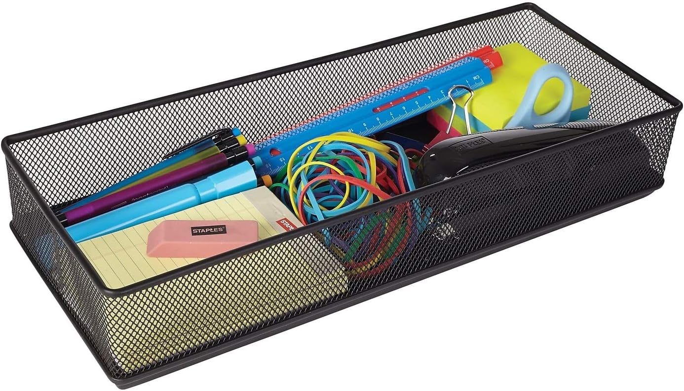 Amazon.com : 1InTheOffice Mesh Desk Drawer Organizer Tray, Black 2.7"H ...