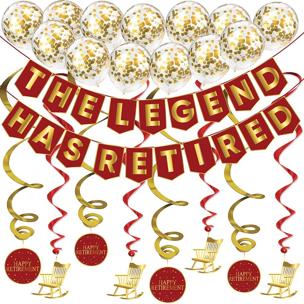 Amazon.com: 21Pcs Happy Retirement Party Decorations for Men Women,Red ...