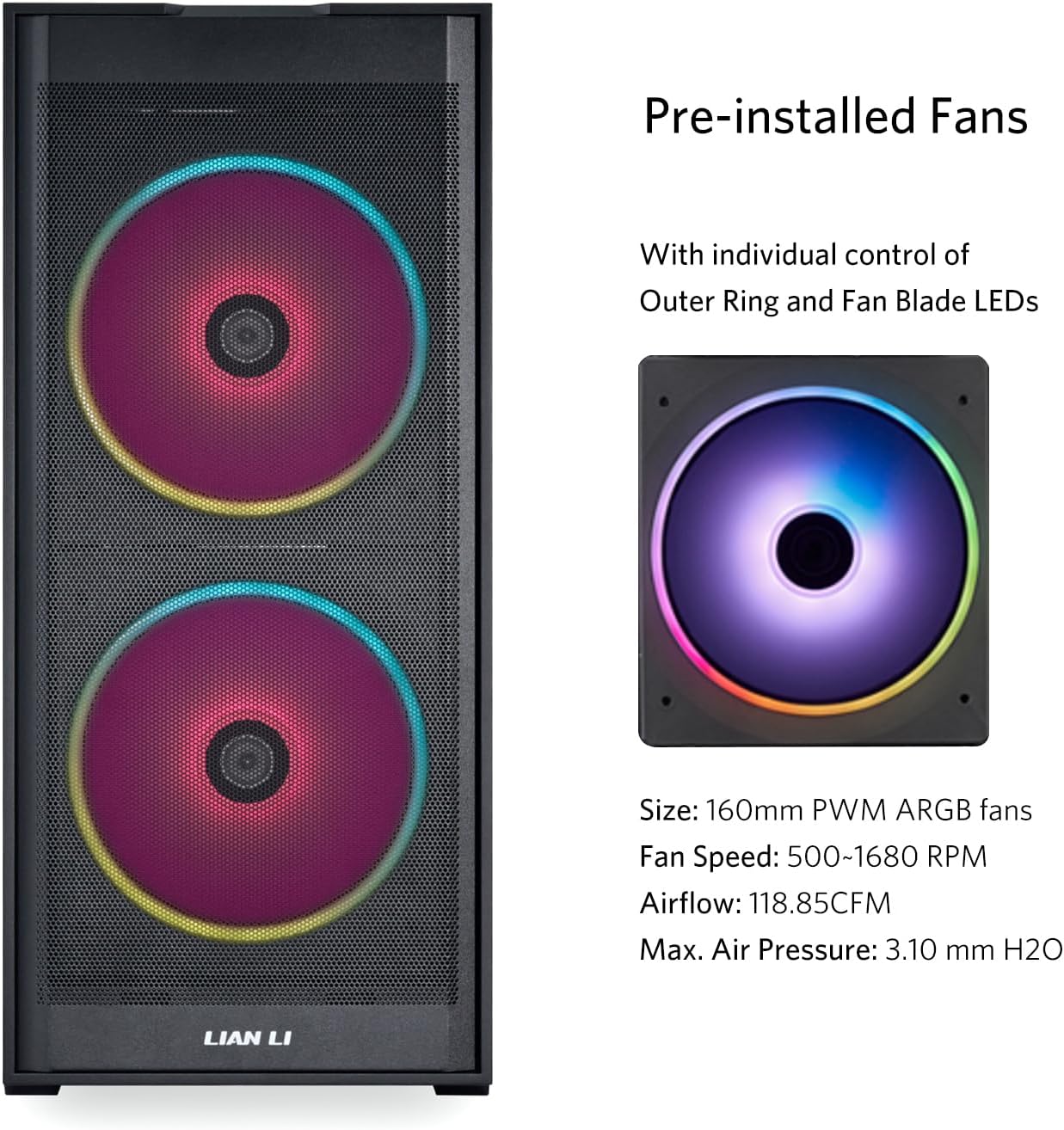 LIAN LI LANCOOL 206 ATX PC Case, RGB Gaming Computer Case, Airflow ...