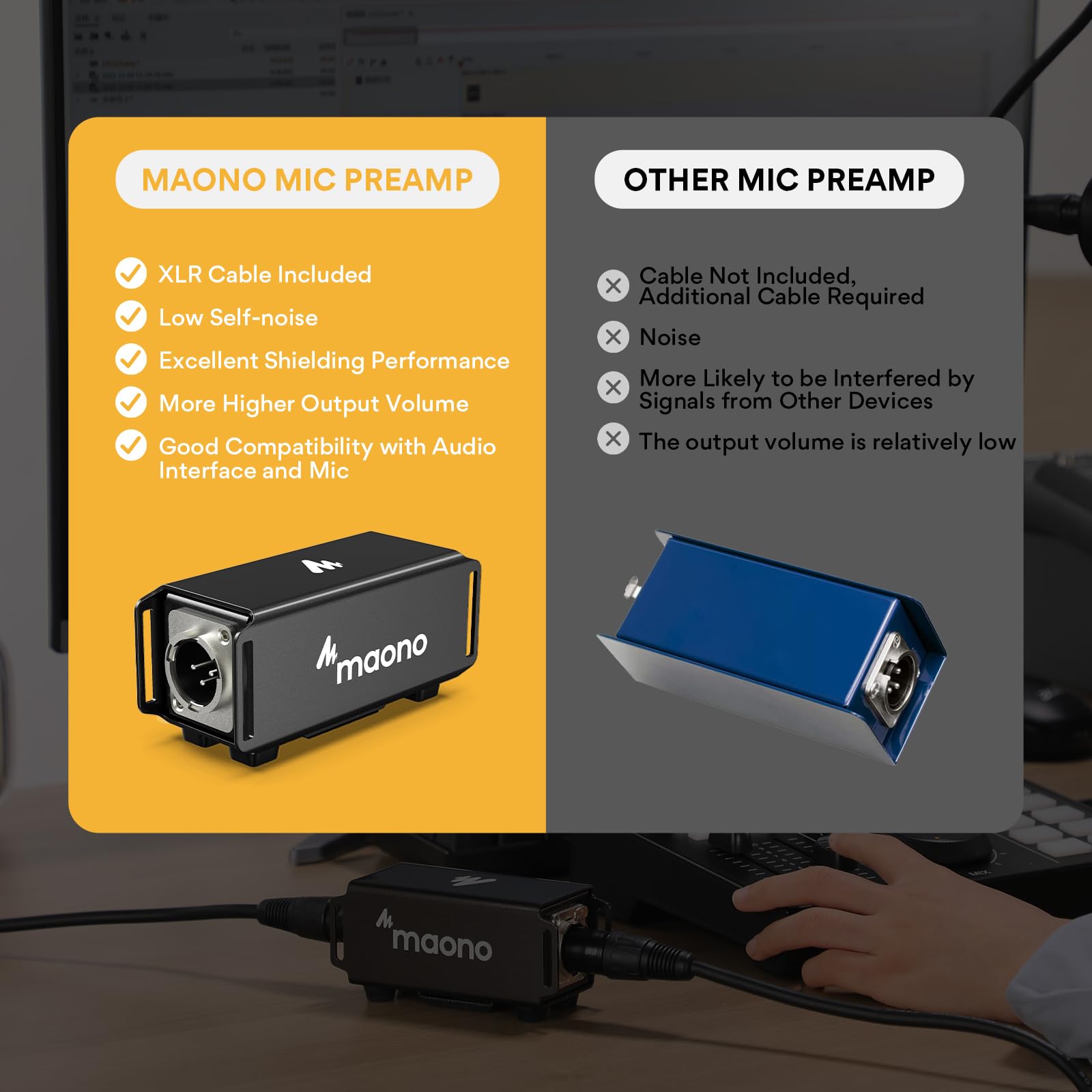 Snapklik.com : MAONO Microphone Preamp, 30dB Mic Preamp, Professional ...