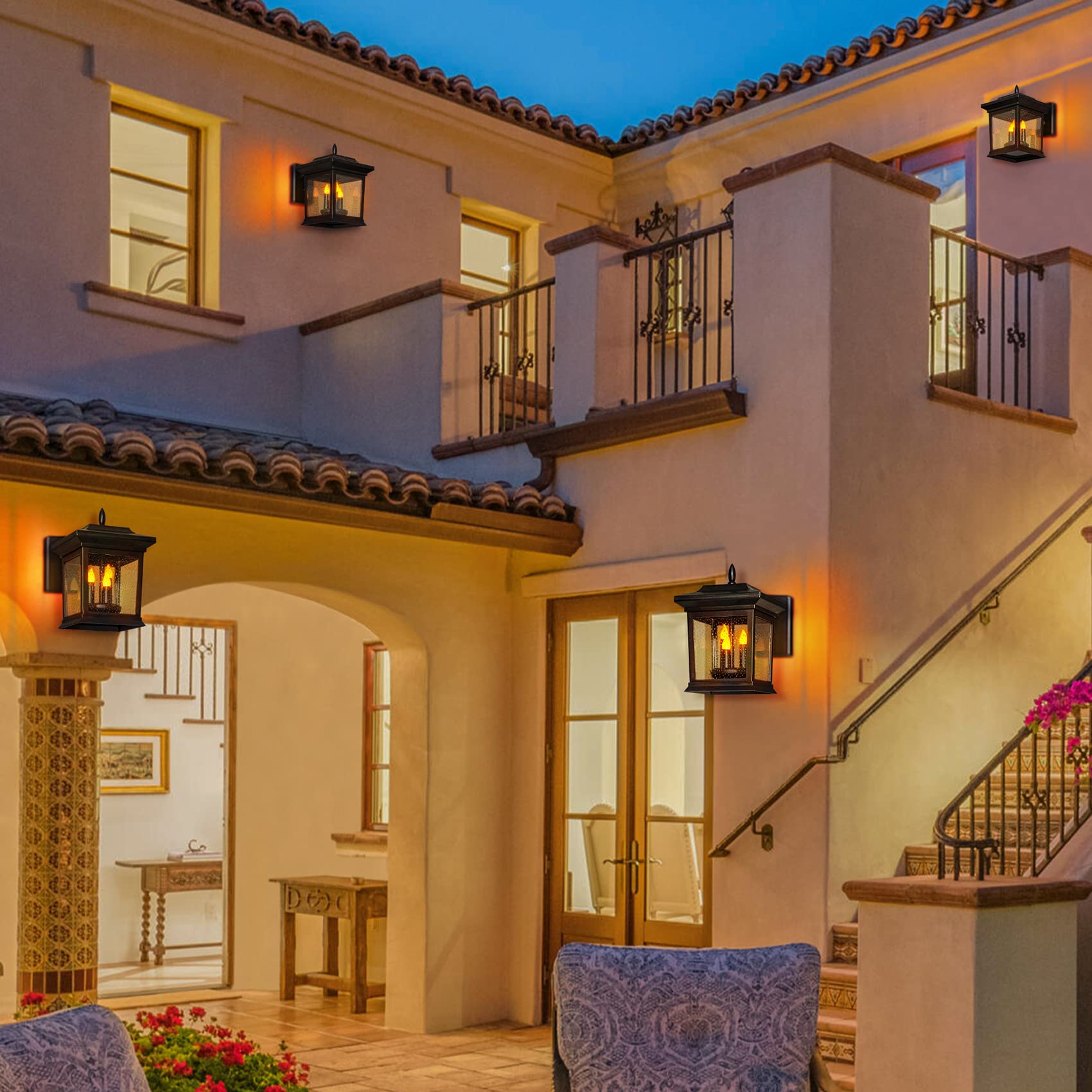 Tryme Solar Lights Garden Stakes Decorative Candles Flickering Flame ...